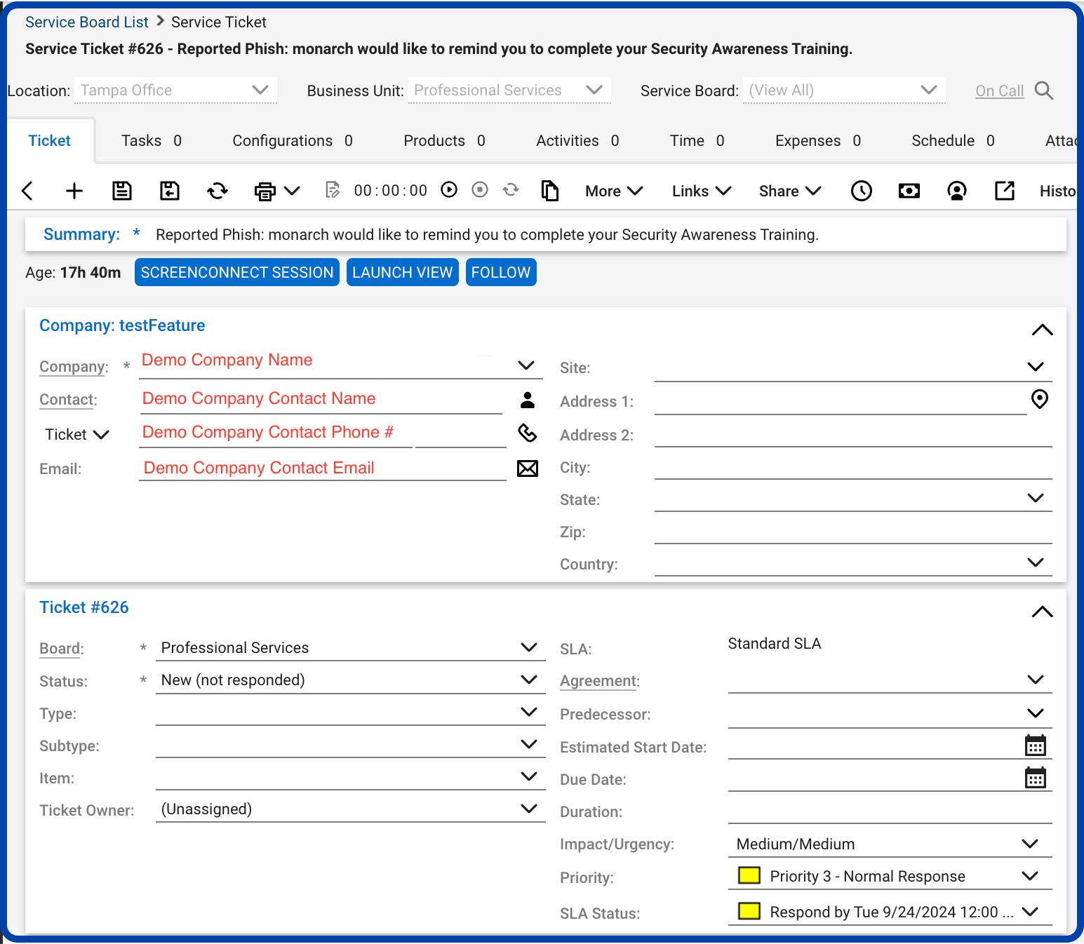 ConnectWise Manage Service Desk Integration